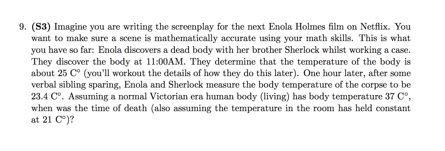 Solved 9. (S3) Imagine you are writing the screenplay for | Chegg.com