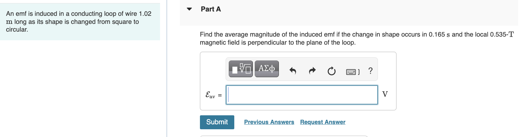 Solved An emf is induced in a conducting loop of wire 1.02 | Chegg.com