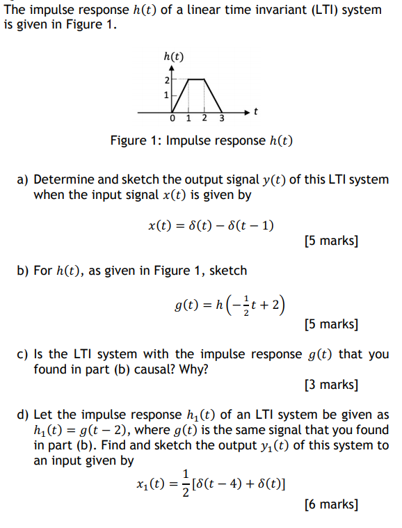Solved The impulse response h(t) of a linear time invariant | Chegg.com