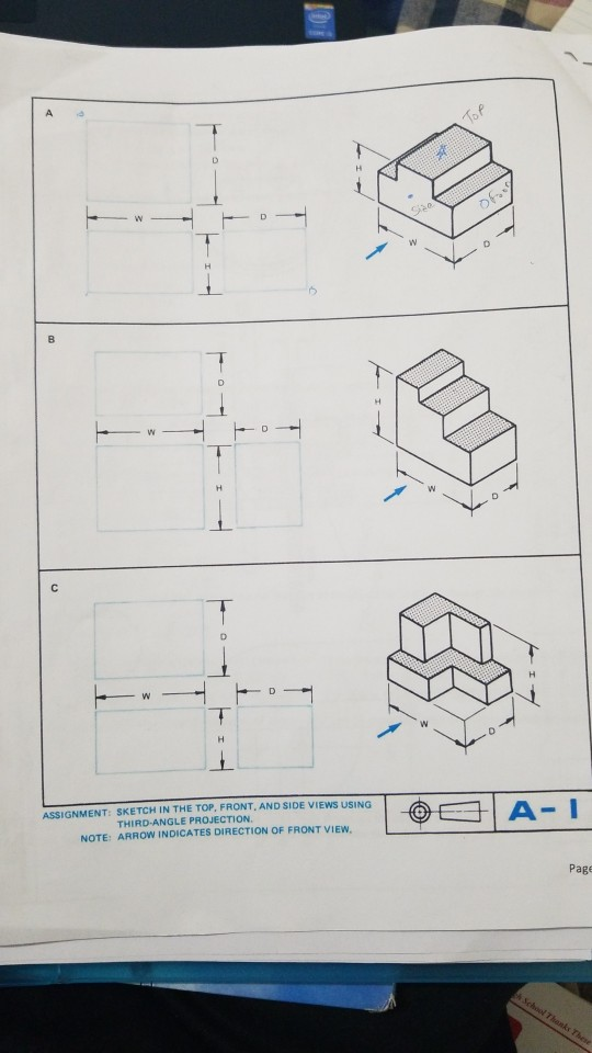 Solved ASSIGNMENT: SKETCH IN THE TOP. FRONT. AND SIDE VIEWS | Chegg.com