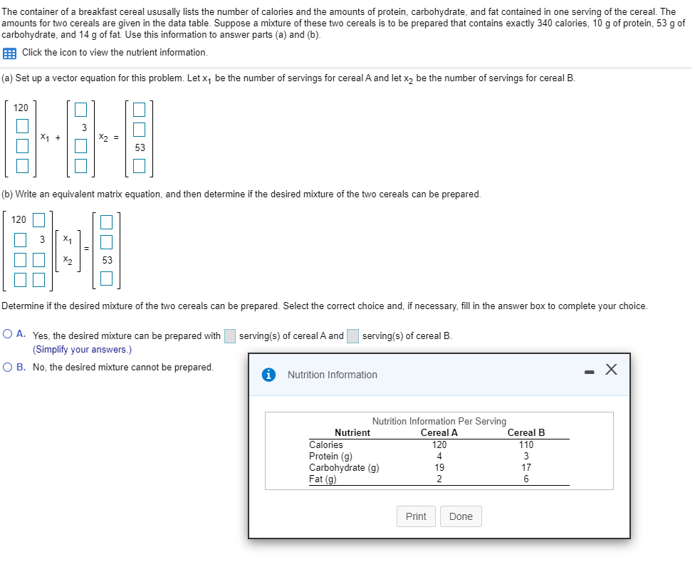 Solved The container of a breakfast cereal ususally lists | Chegg.com