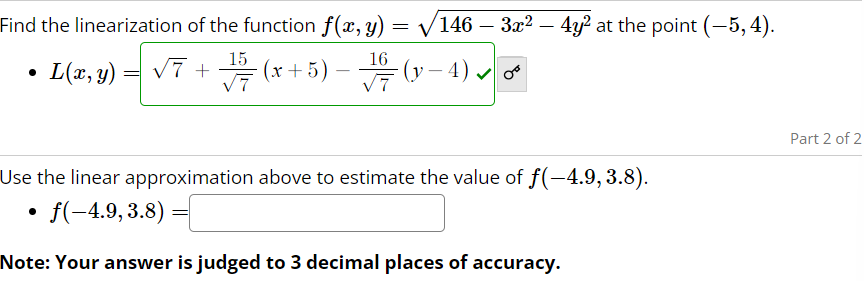 Solved Find the linearization of the function | Chegg.com