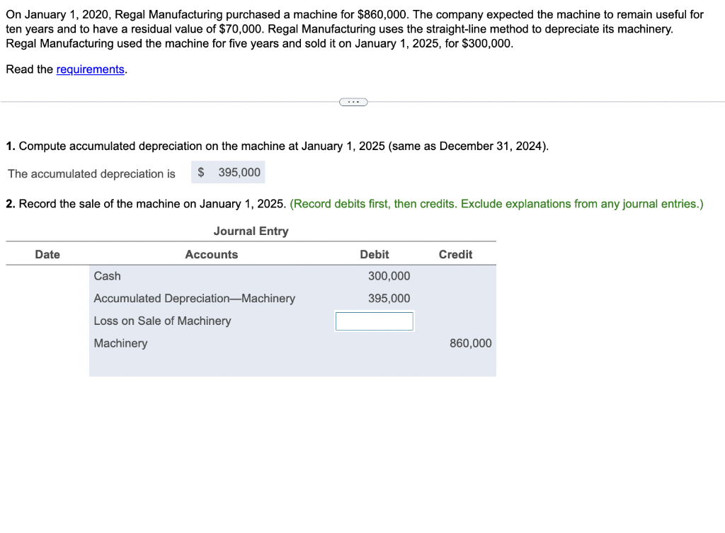 Solved On January 1,2020 , Regal Manufacturing purchased a | Chegg.com