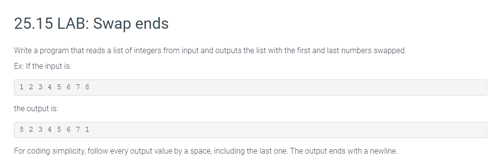 Solved 25.15 LAB: Swap ends Write a program that reads a | Chegg.com