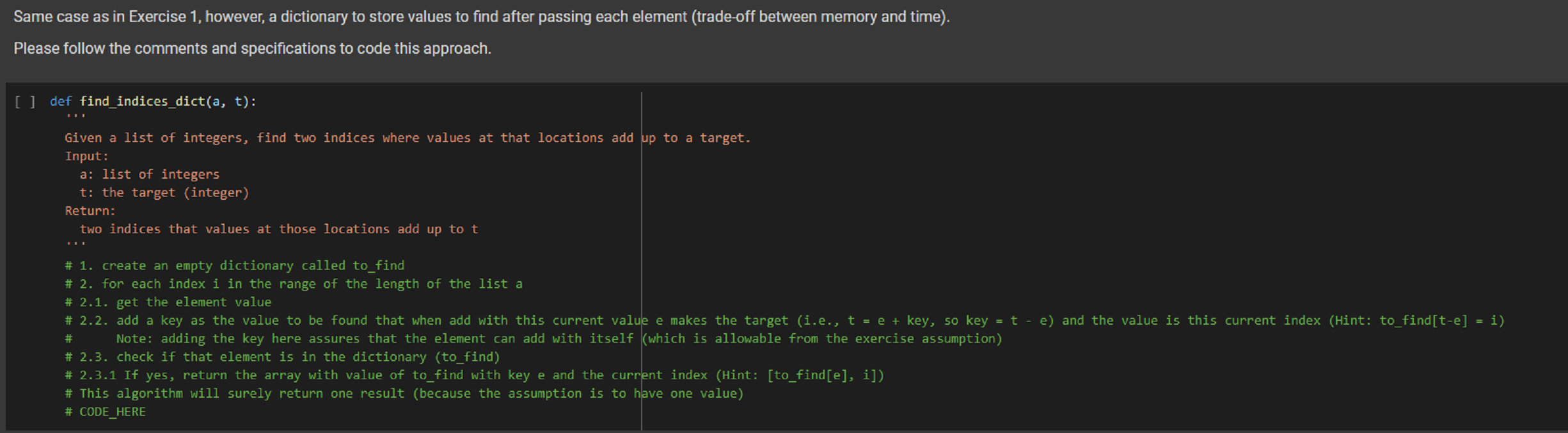 Solved Same case as in Exercise 1, however, a dictionary to | Chegg.com