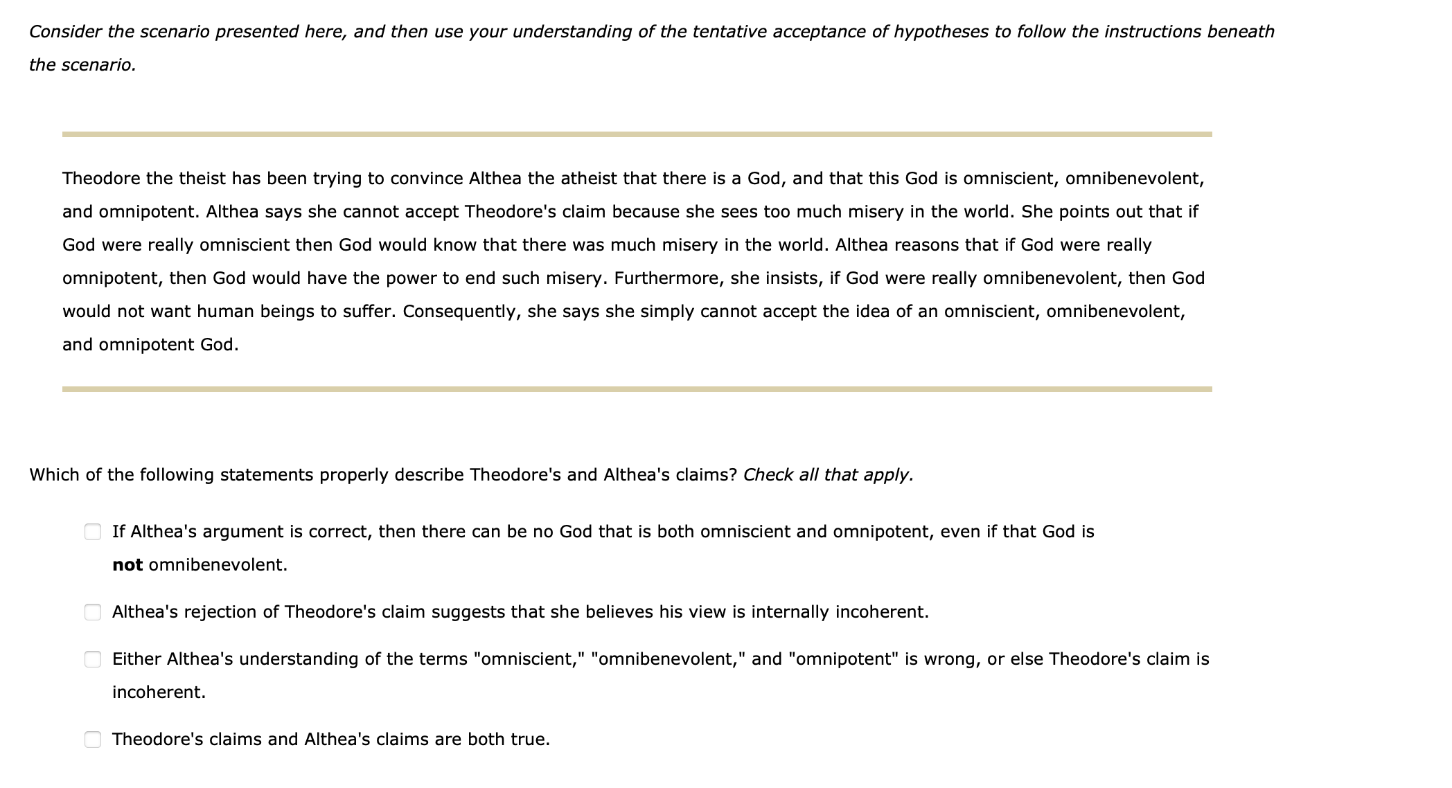 Solved Four criteria bear on the question of the tentative | Chegg.com