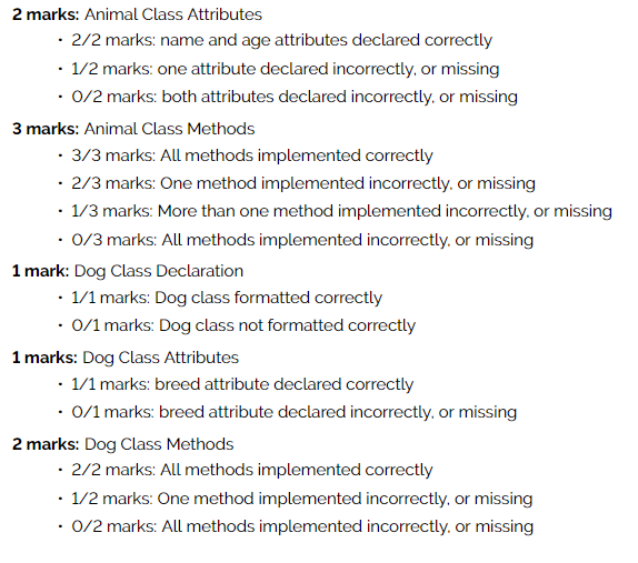 Solved Evaluation 1 Mark: Animal Class Declaration - 1/1 | Chegg.com