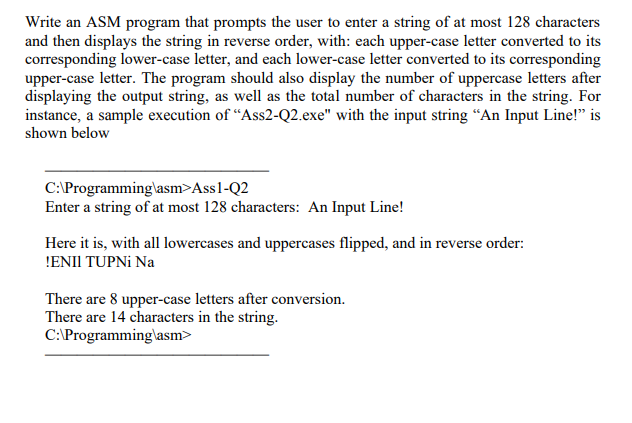 Write an ASM program that prompts the user to enter a | Chegg.com