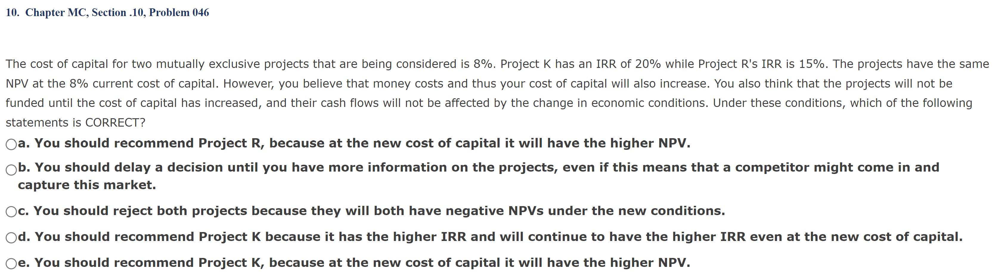 Solved 10. Chapter MC, Section .10, Problem 046 The cost of | Chegg.com