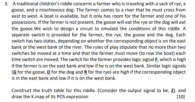 Solved 3. A traditional children's riddle concerns a farmer | Chegg.com