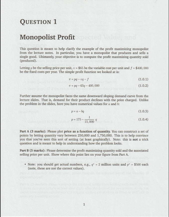 Solved Monopolist Profit This question is meant to help | Chegg.com