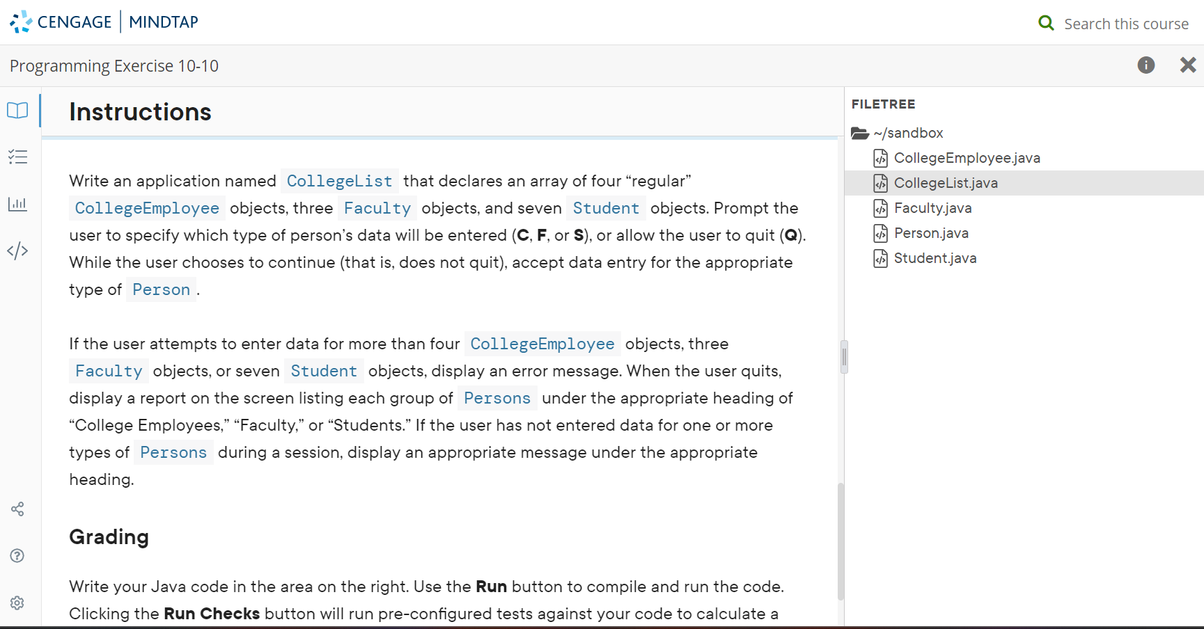 Solved Develop a set of classes for a college to use in | Chegg.com