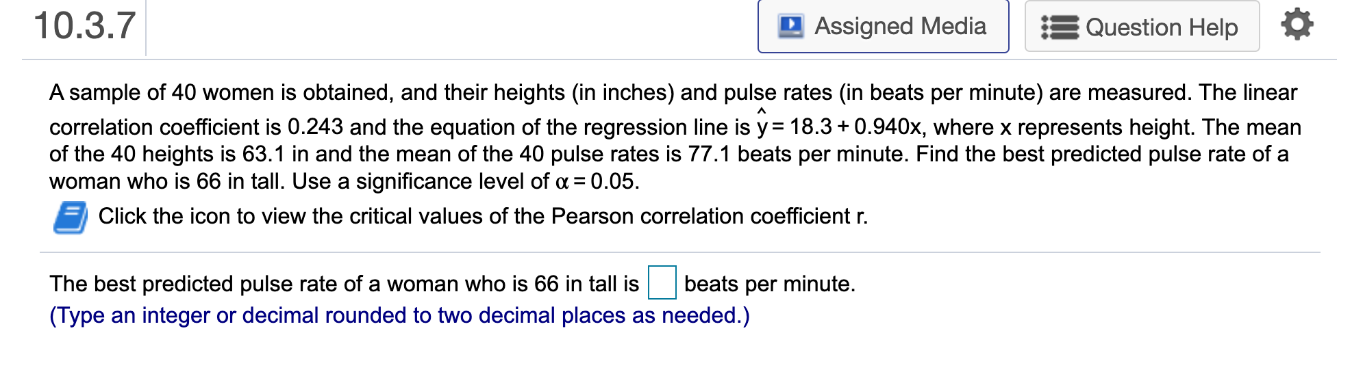 Solved Critical Values of the Pearson Correlation | Chegg.com