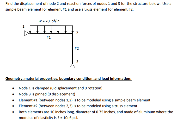 Solved Find the displacement of node 2 and reaction forces | Chegg.com