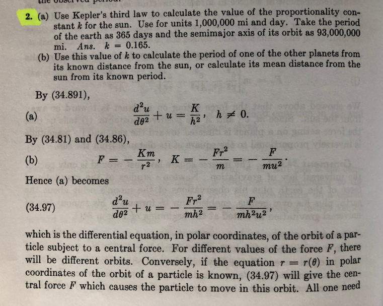 Solved 2. (a) Use Kepler's third law to calculate the value | Chegg.com