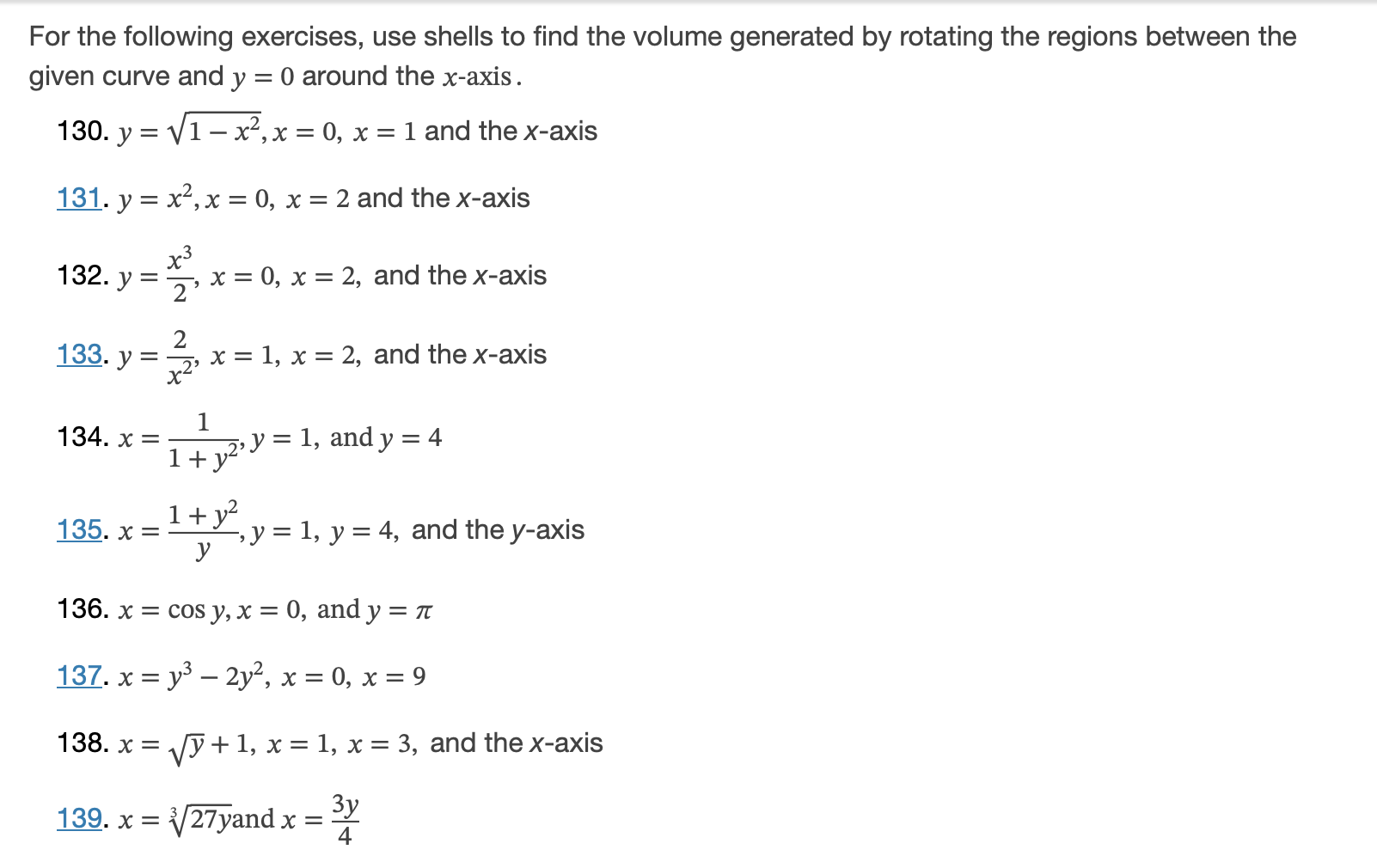 Solved #139 ﻿please For the following exercises, use shells | Chegg.com