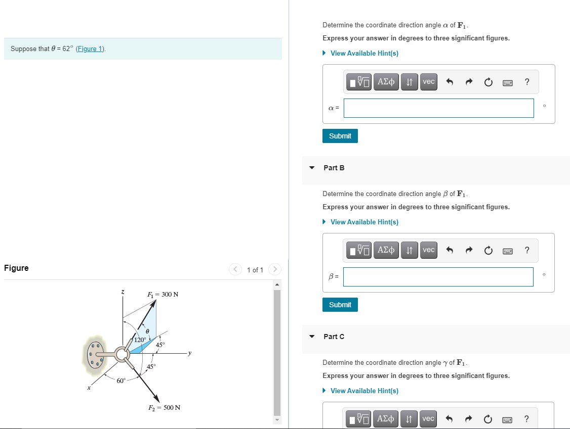 Solved Determine the coordinate direction angle a of F. | Chegg.com