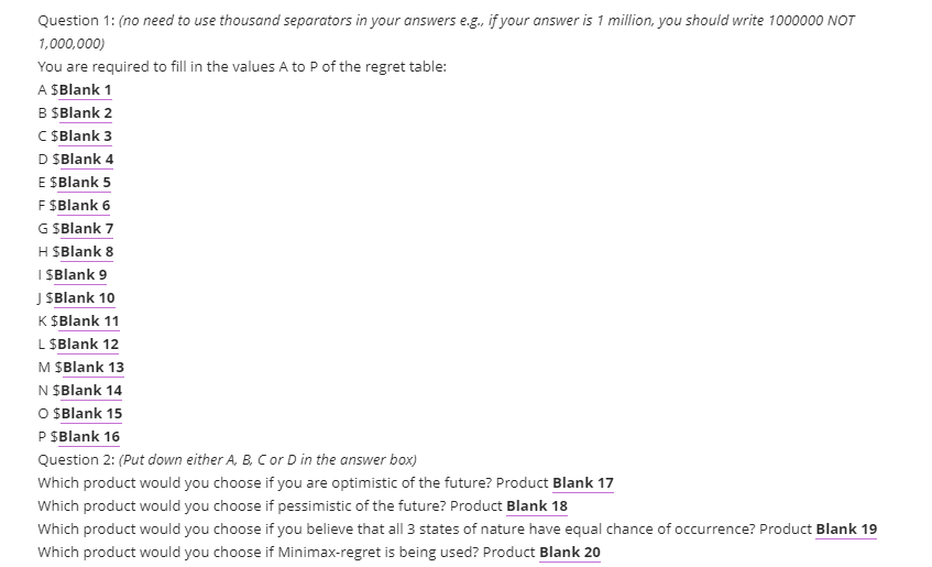 Solved Question 1: (no need to use thousand separators in | Chegg.com