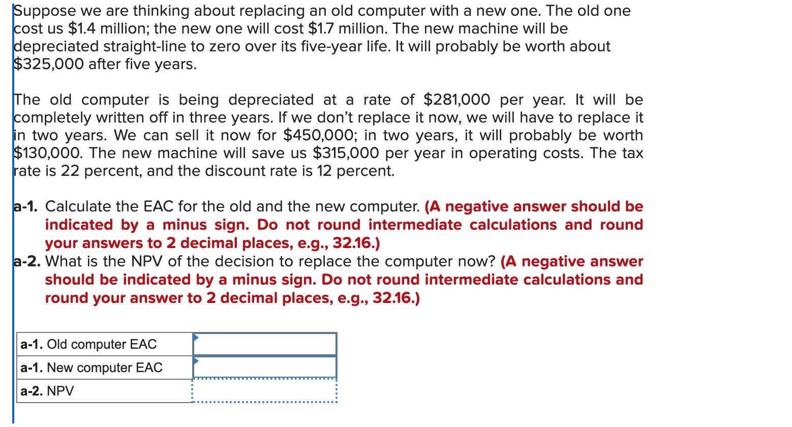 Solved Suppose we are thinking about replacing an old | Chegg.com