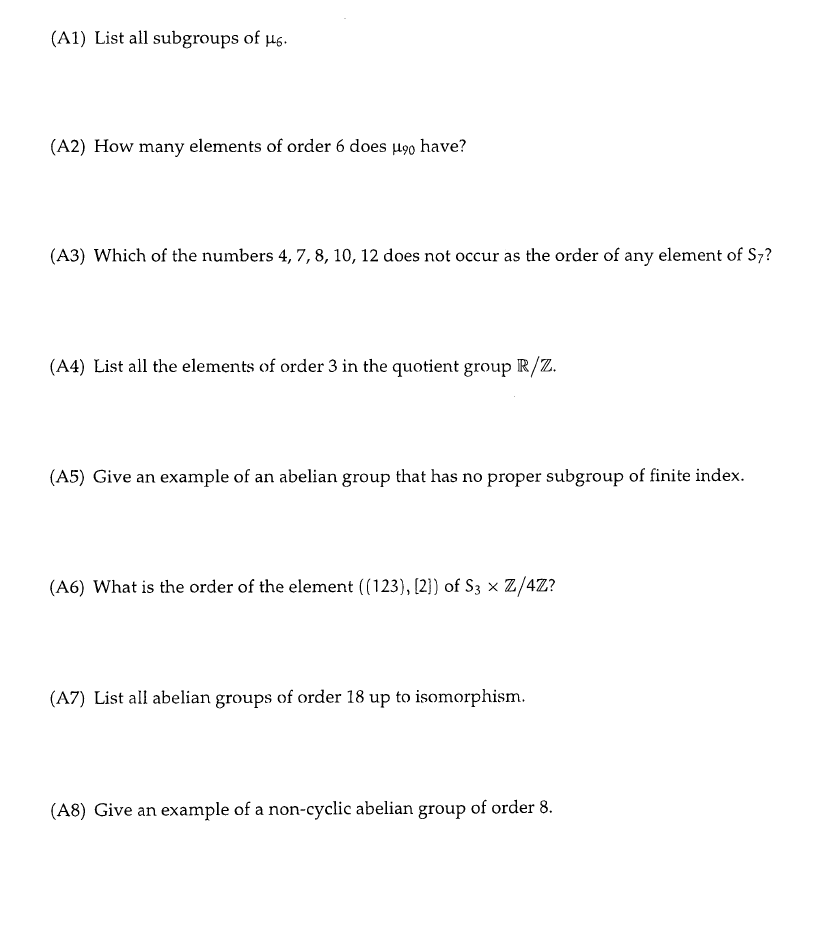 Solved (A1) List all subgroups of us. (A2) How many elements | Chegg.com