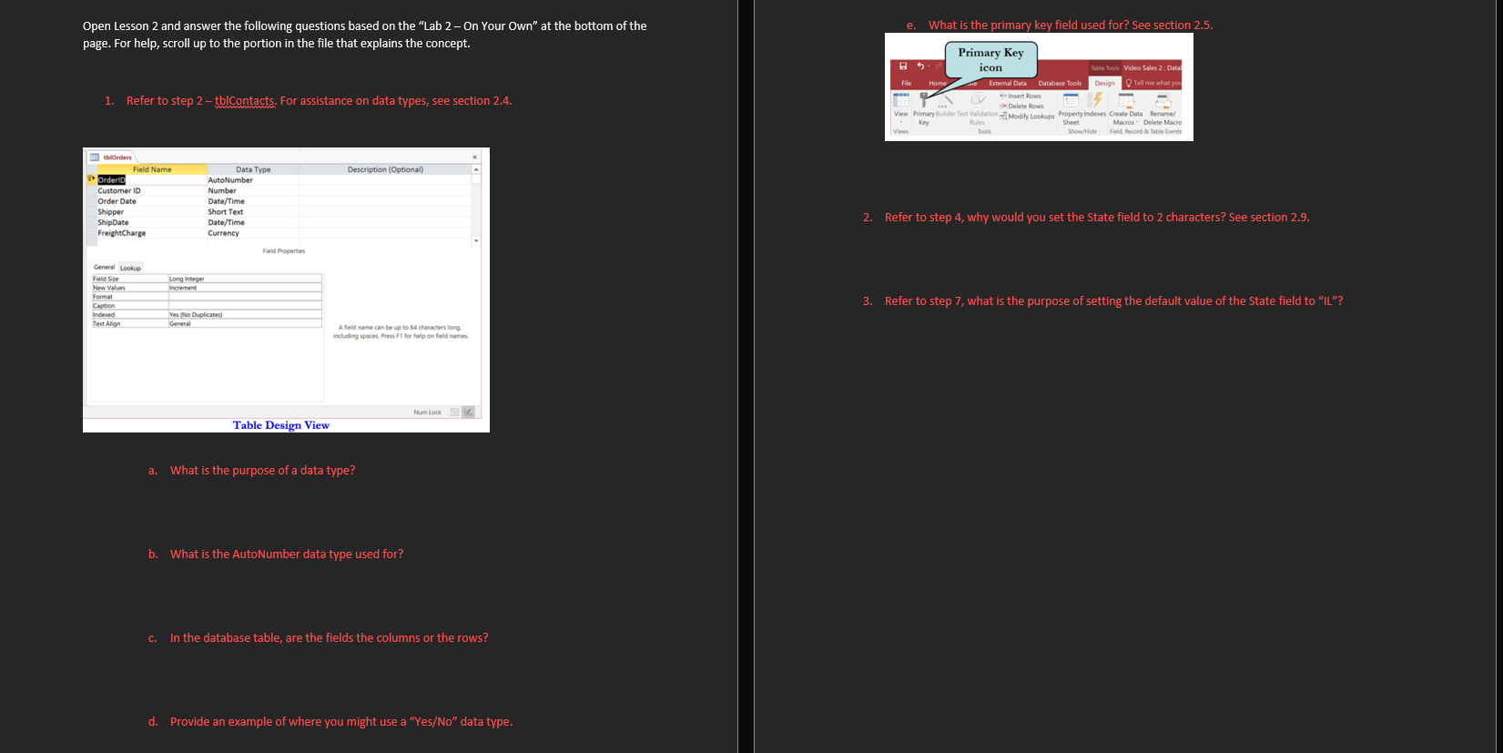Open Lesson 2 and answer the following questions | Chegg.com