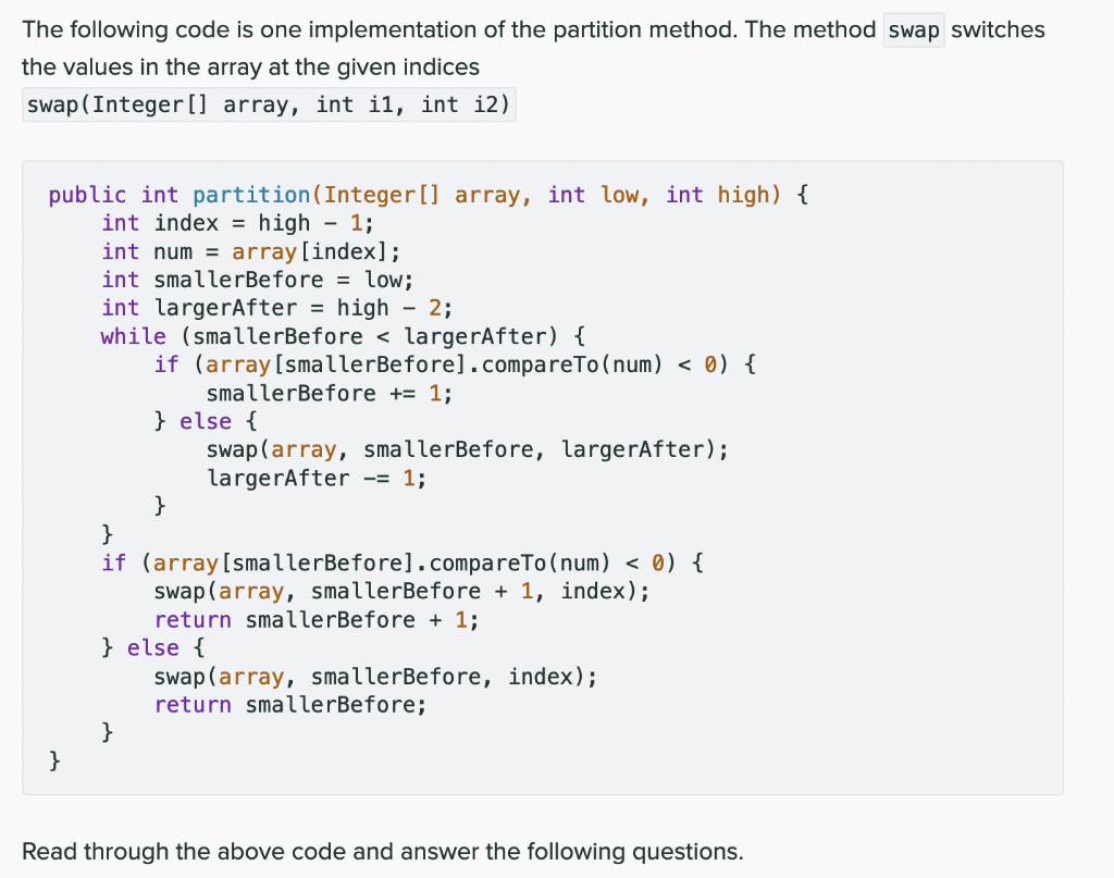 Solved The following code is one implementation of the | Chegg.com
