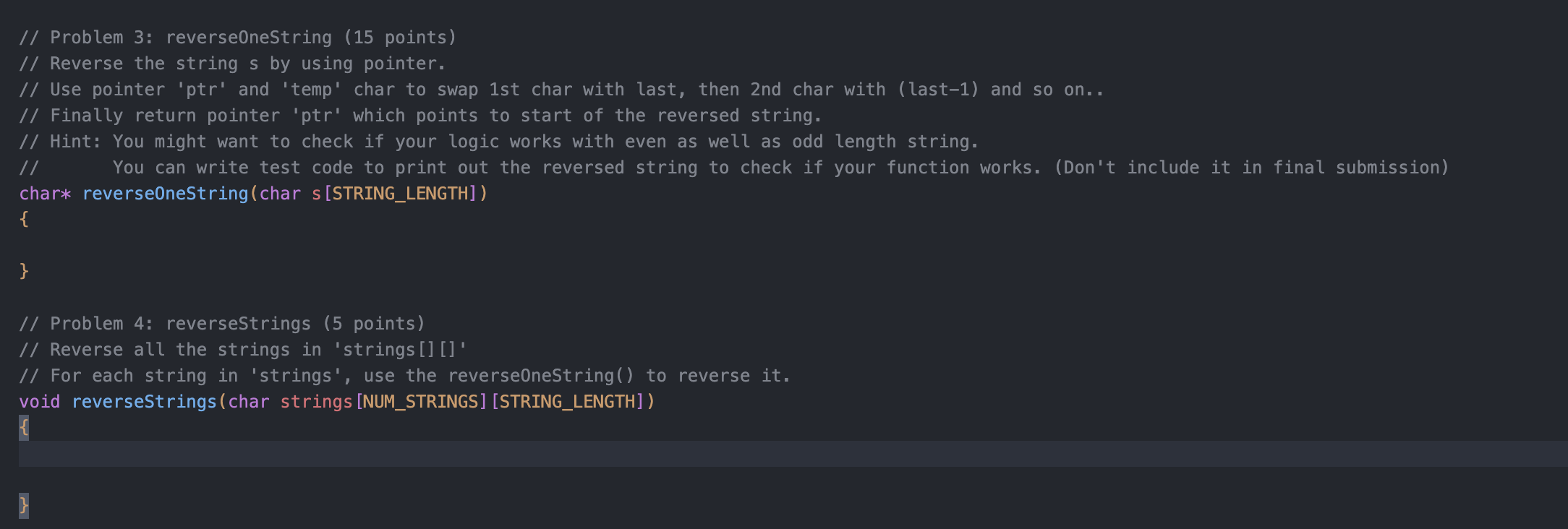 Solved // Problem 3: reverse0neString (15 points) // Reverse | Chegg.com
