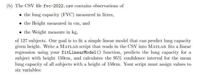 Solved 1. (a) Write a MATLAB function called fitLinearModel | Chegg.com