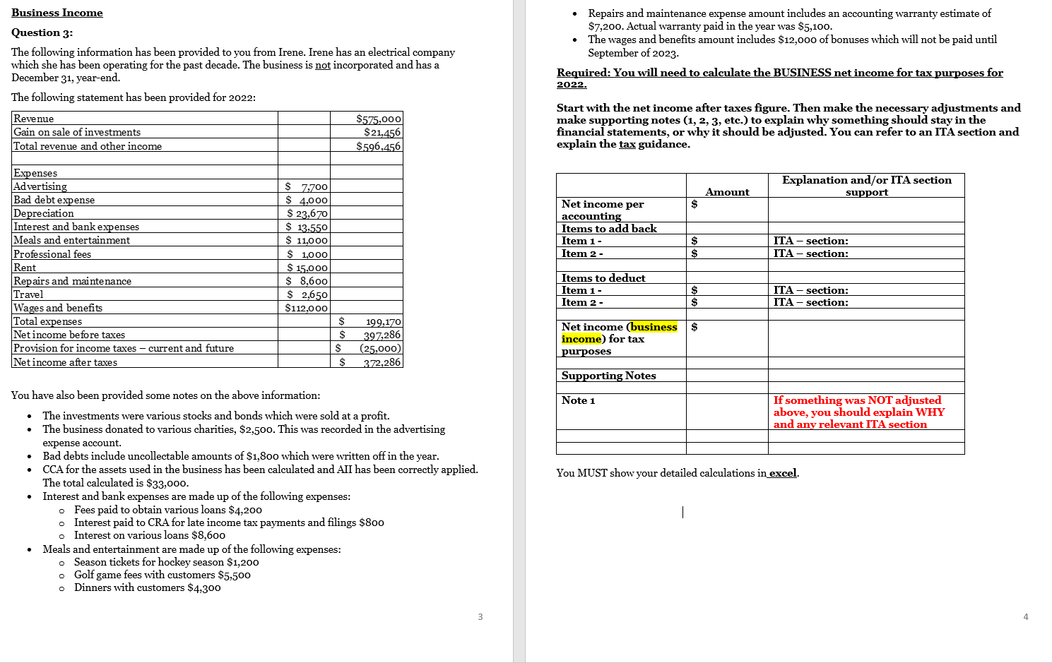 Solved Business Income - Repairs and maintenance expense | Chegg.com