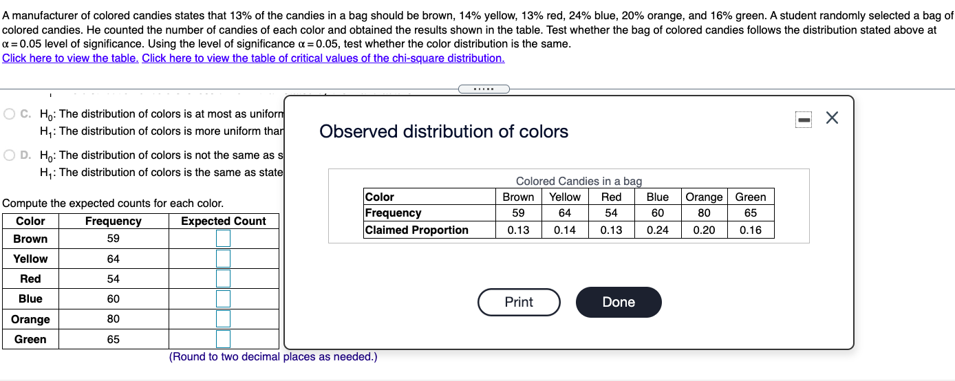 Solved A manufacturer of colored candies states that 13% of | Chegg.com