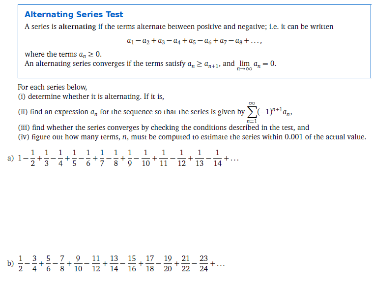 Solved Alternating Series Test A series is alternating if | Chegg.com