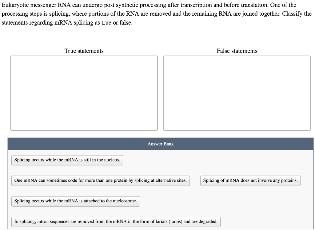 Solved Eukaryotic messenger RNA can undergo post synthetic | Chegg.com