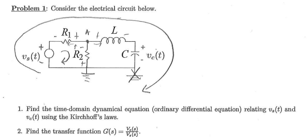 Solved 1. Find the time-domain dynamical equation (ODE) | Chegg.com
