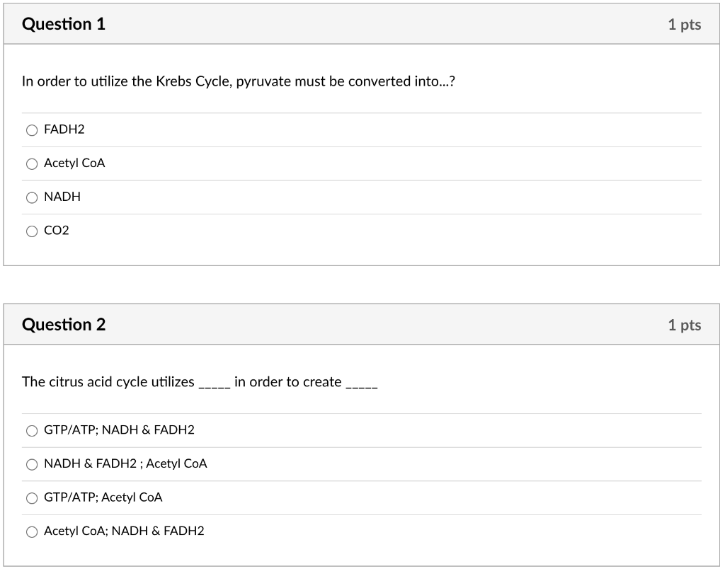 Solved In order to utilize the Krebs Cycle, pyruvate must be | Chegg.com