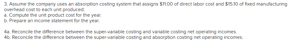 Solved Problem 6A-5 (Algo) Super-Variable Costing, Variable | Chegg.com