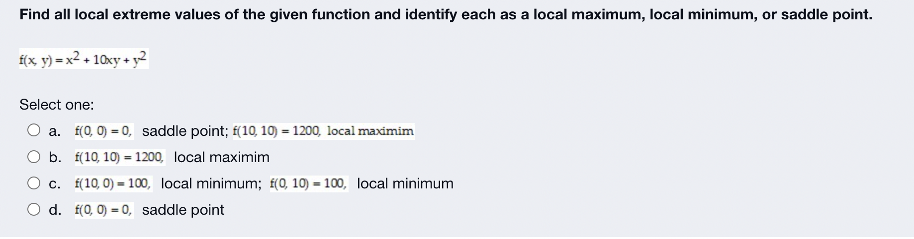 Solved Find all local extreme values of the given function | Chegg.com
