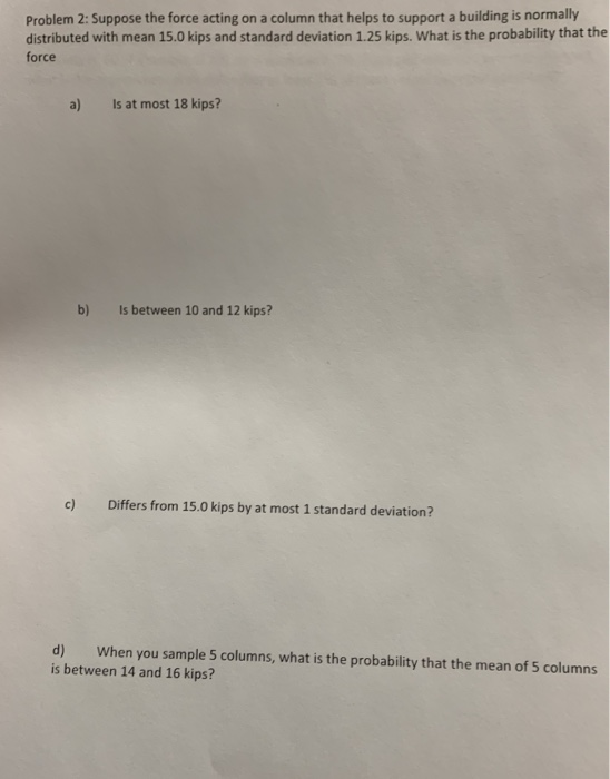 Solved Problem 2 Suppose The Force Acting On A Column That
