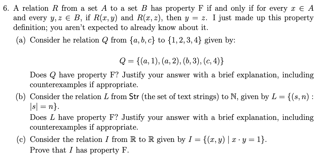 Solved A relation R from a set A to a set B has property F | Chegg.com