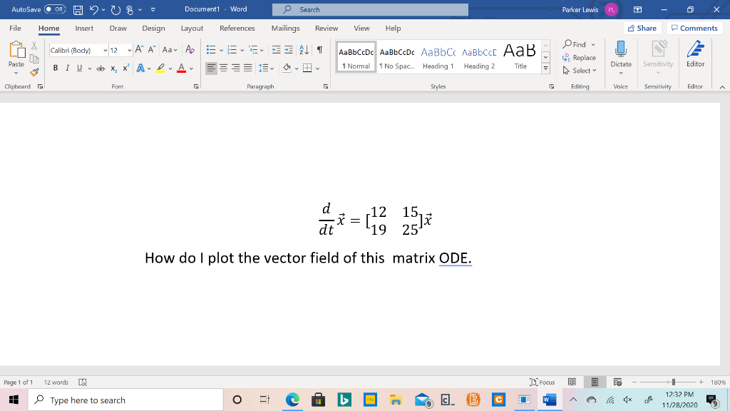 Solved How do I plot a vector field of this matrix ODE? | Chegg.com