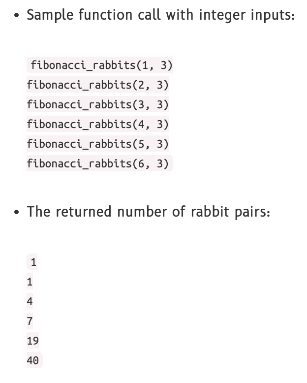Solved fibonacci_rabbits(n, k) This function should accept | Chegg.com
