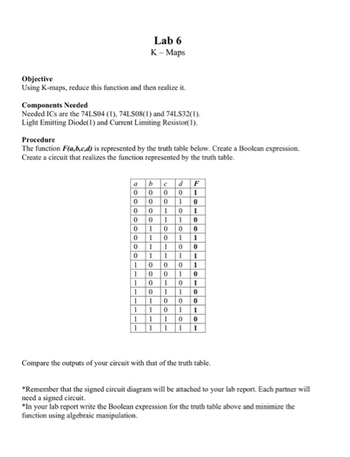 Solved Lab 6 K-Maps Objective Using K-maps, reduce this | Chegg.com