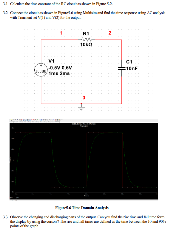 3.1 ﻿Calculate the time constant of the RC circuit as | Chegg.com