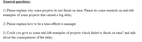 Solved General questions: 1) Please explain why some | Chegg.com