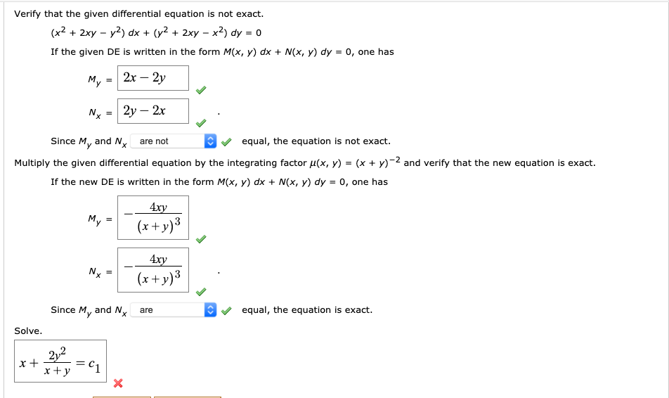 Solved Verify that the given differential equation is not | Chegg.com