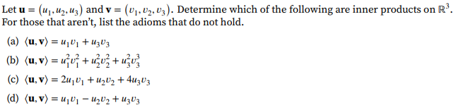 Solved Let u = (u), U2, uz) and v = (01, 02, 03). Determine | Chegg.com