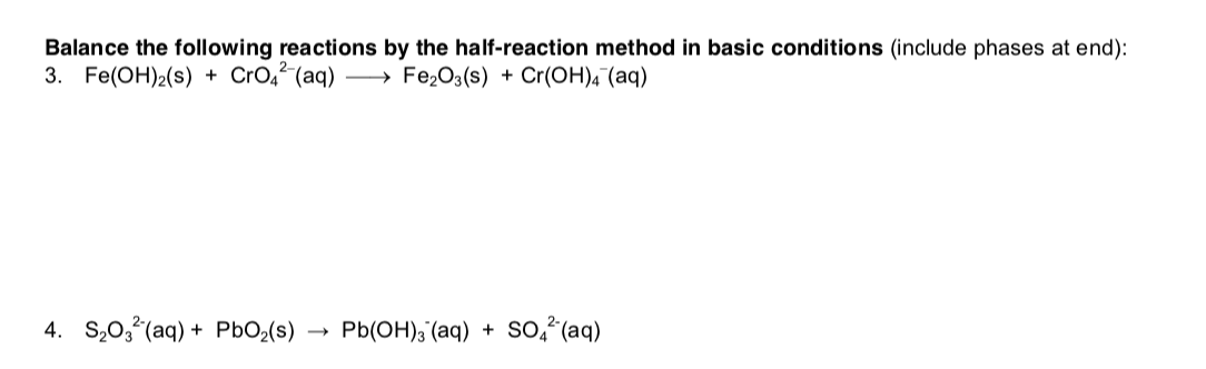 Solved Balance the following reactions by the half-reaction | Chegg.com