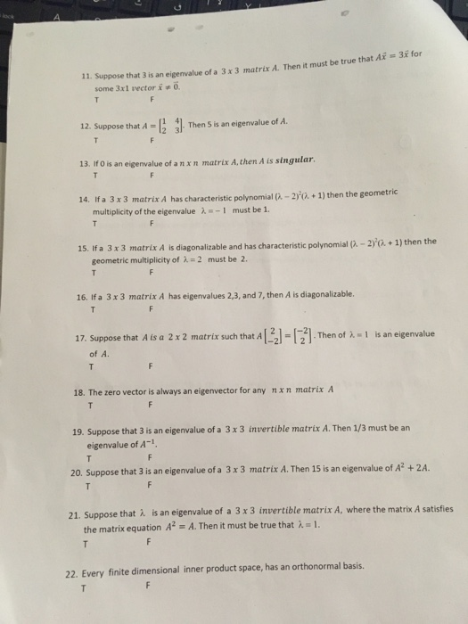 Solved 3x for at 3 is an eigenvalue of a 3x3 matrix A. Then | Chegg.com