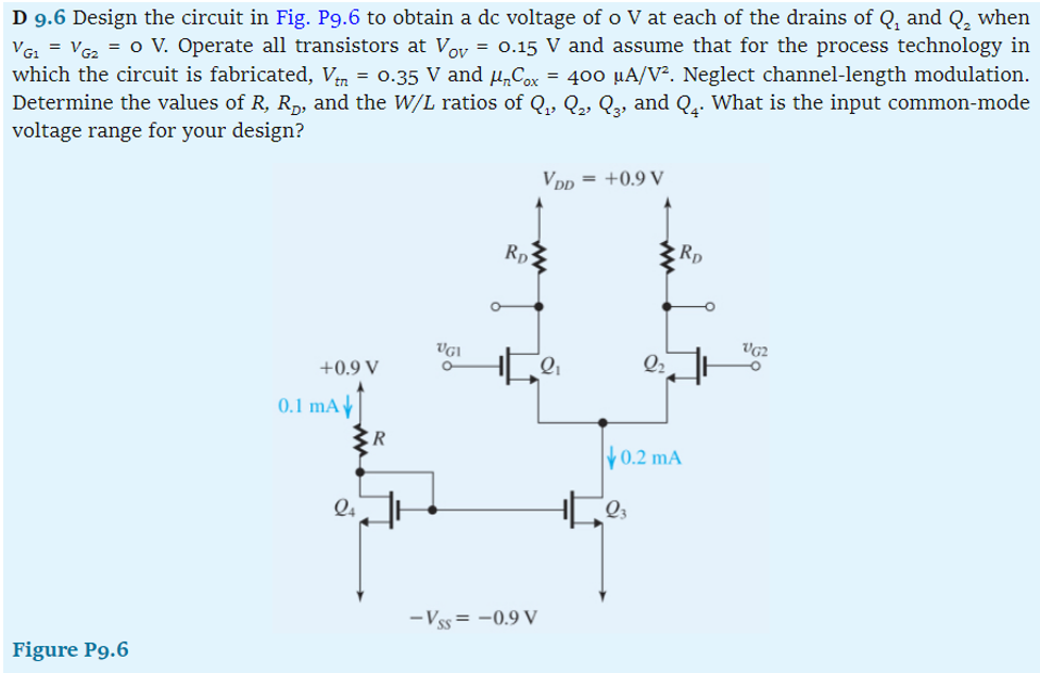 D 9.6 Design the circuit in Fig. P9.6 to obtain a dc | Chegg.com