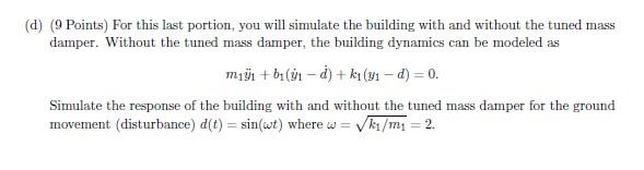 Solved 1 Tuned Mass Damper (24 Points) A tuned mass damper | Chegg.com