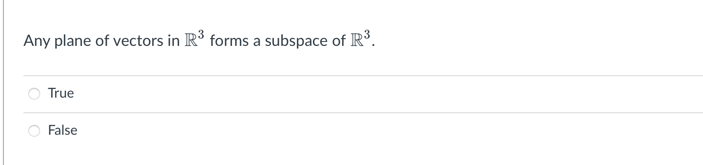 Solved Any plane of vectors in R3 forms a subspace of R3. | Chegg.com